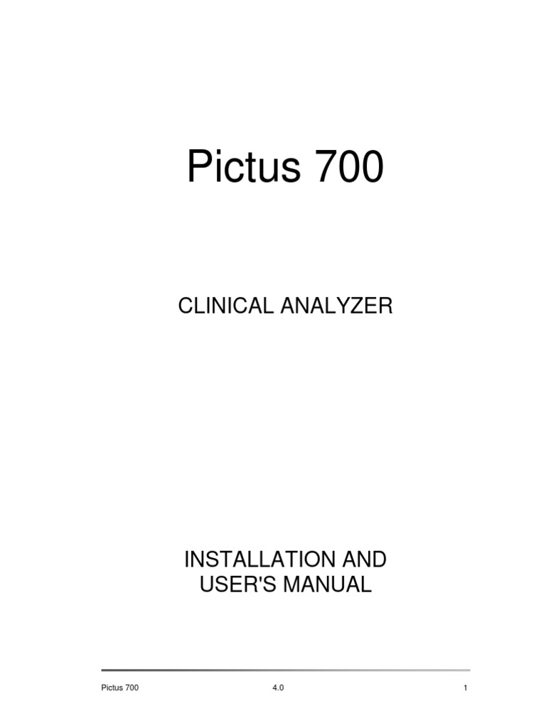 Pictus 700 Clinical Analyzer Manual | PDF | Mains Electricity | Ac ...
