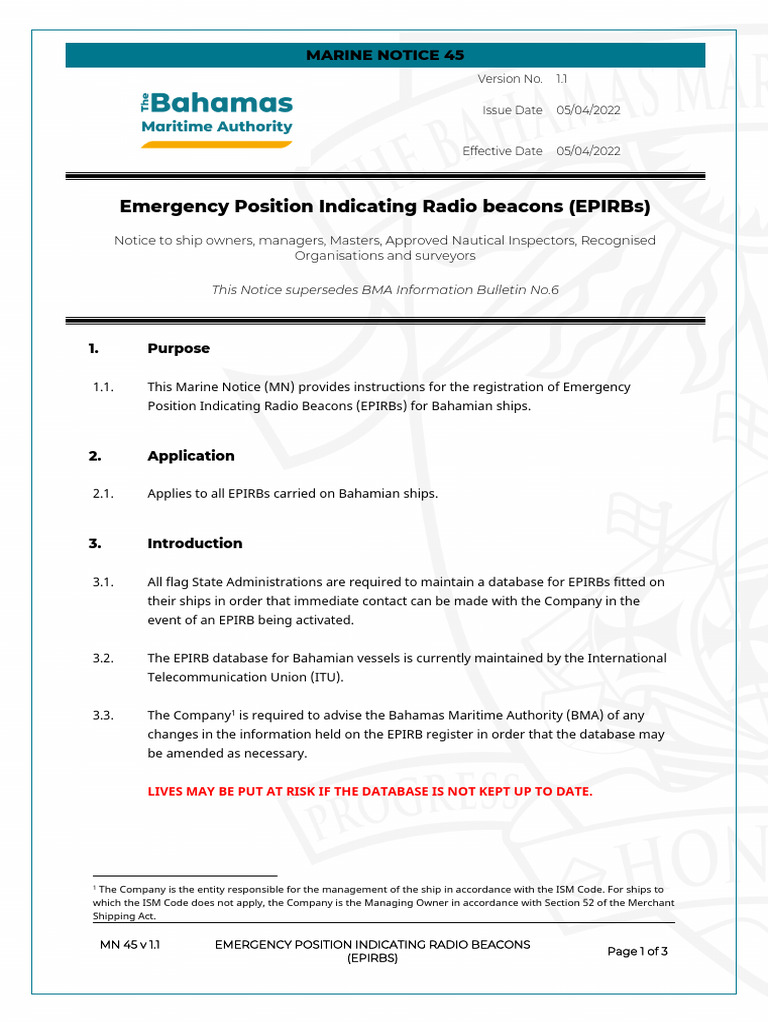 MN045 Emergency Position Indicating Radio Beacons EPIRBs v1.1 | PDF