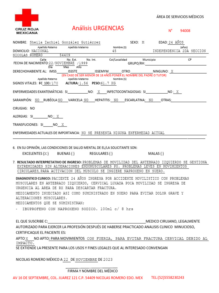 Analisis Medico Cruz Roja | PDF | Ciencias de la Salud | Enfermedades y trastornos
