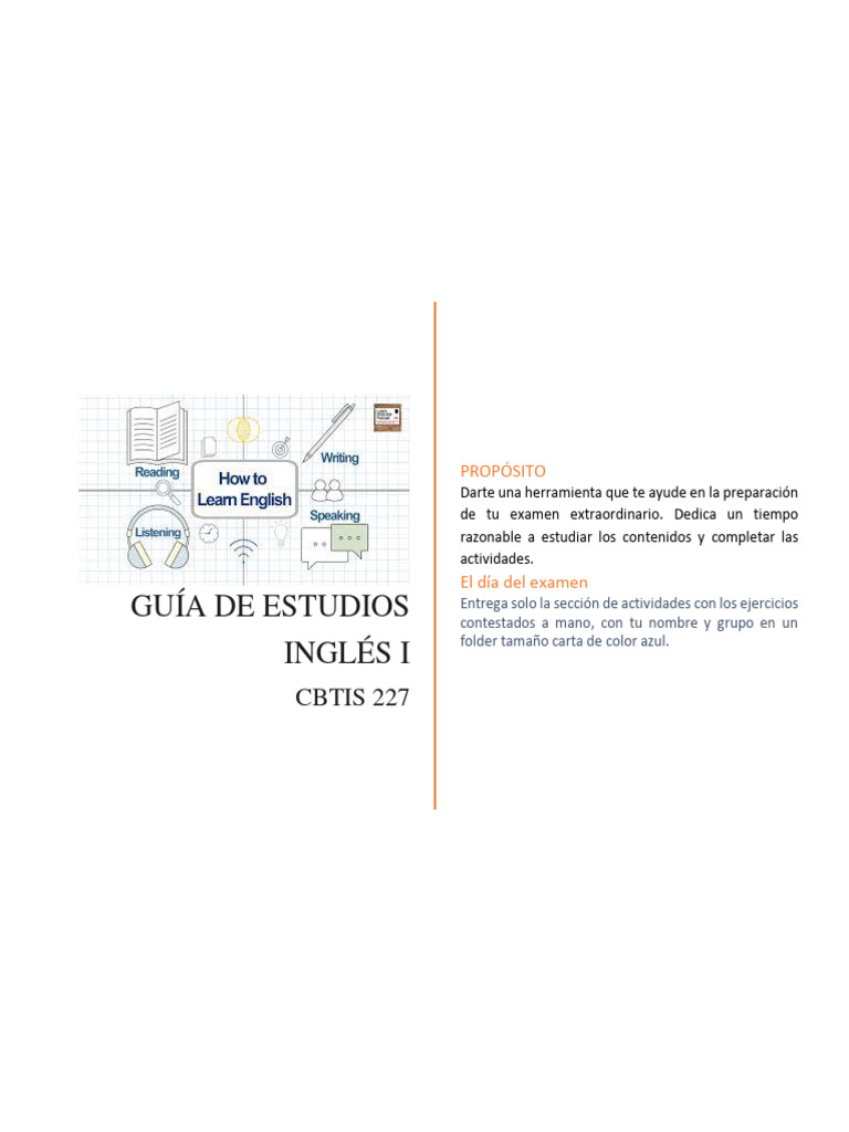 Guía de Estudios Inglés I 2023 | PDF | Morfología Lingüística | Sintaxis