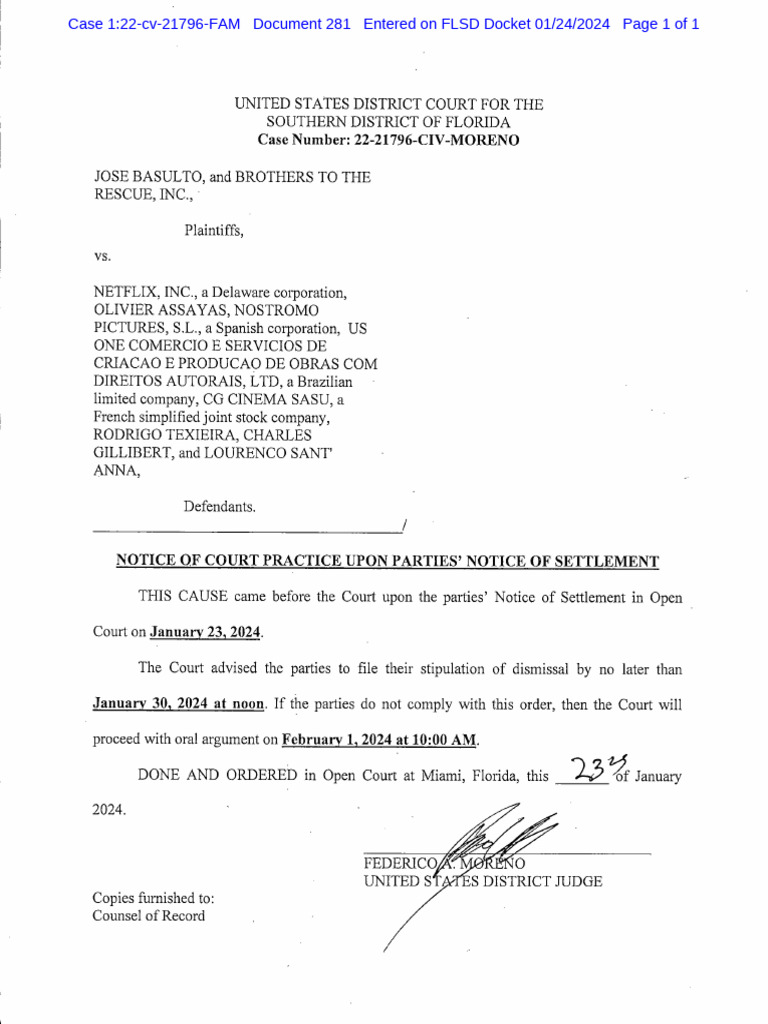 WaspNetwork Netflix Defamation Settle | PDF