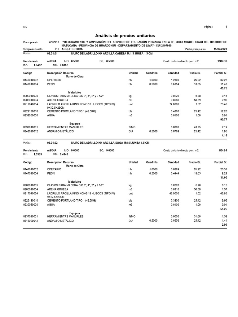 Apu Arquitectura | PDF | Ingeniería de Edificación | Materiales