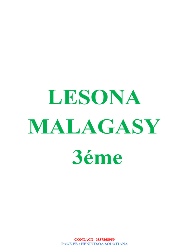 LESONA MALAGASY 3éme1 | PDF