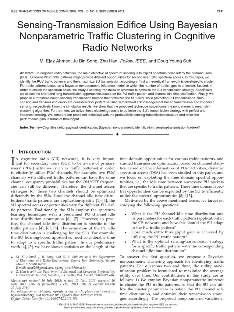 Sensing-Transmission Edifice Using Bayesian Nonparametric Traffic ... Sensing-Transmission Edifice Using Bayesian Nonparametric Traffic ...