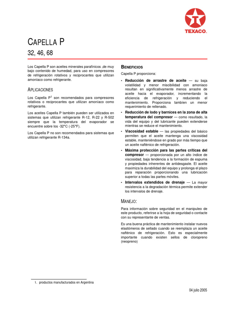 Capella P | PDF | Lubricante | Refrigeración