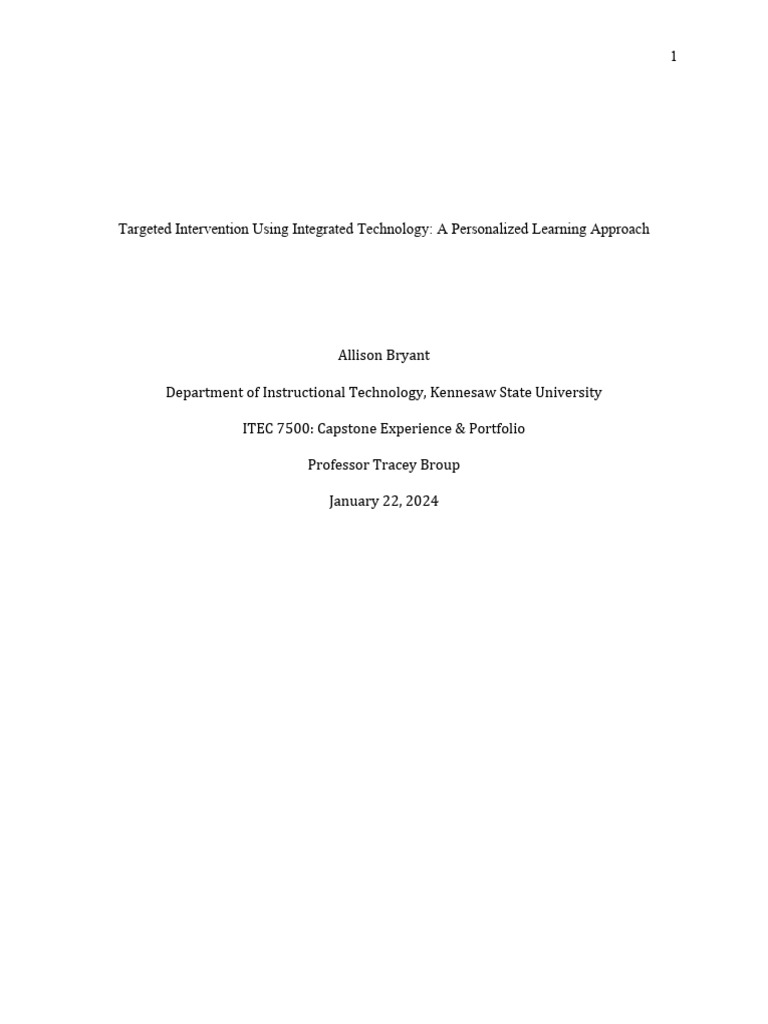 Capstone Report Allison Bryant | PDF | Literacy | Educational Technology
