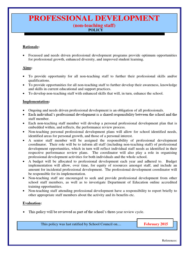Non-Teaching Staff Development Policy | PDF | Policy | Learning