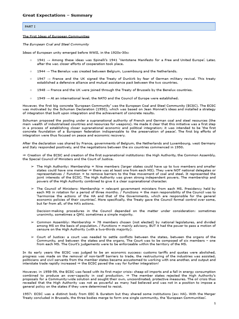 Great Expectations - Summary-6 | PDF | European Union | European Commission