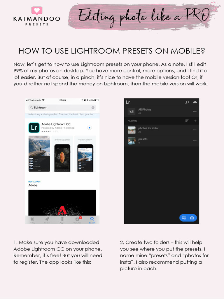 Instruction To Install Lightroom Mobile Presets | PDF | Application Software | System Software