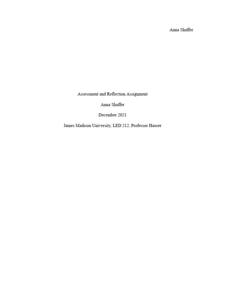 Assessment and Reflection Assignment | PDF | Teachers