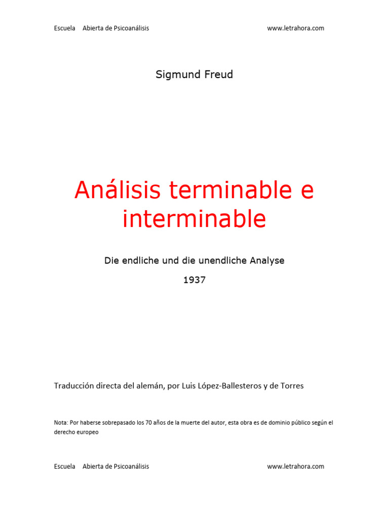 Freud - Analisis Terminable e Interminable | PDF | Psicoanálisis | Neurosis