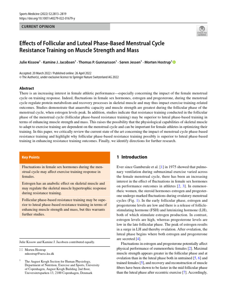 Effects of Follicular and Luteal Phase Based Menstrual Cycle Resistance ...