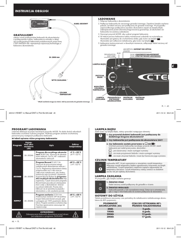 CTEK MXT 14 PL | PDF
