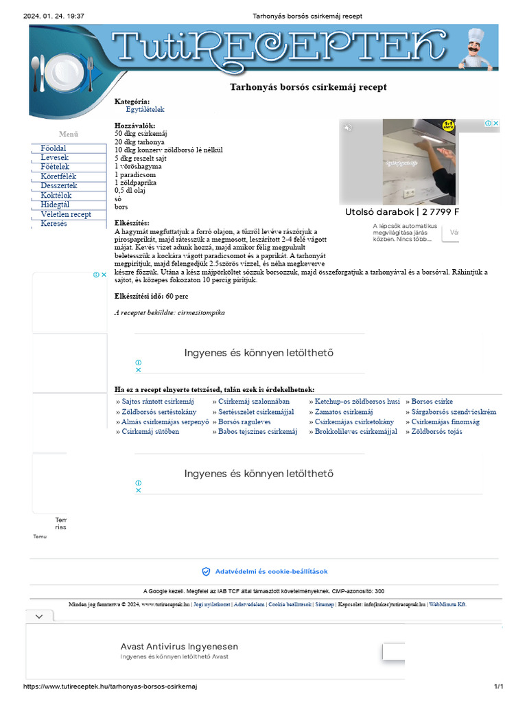 Tarhonyás Borsós Csirkemáj Recept | PDF