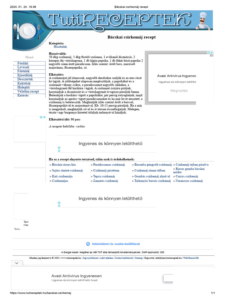 Bácskai Csirkemáj Recept | PDF