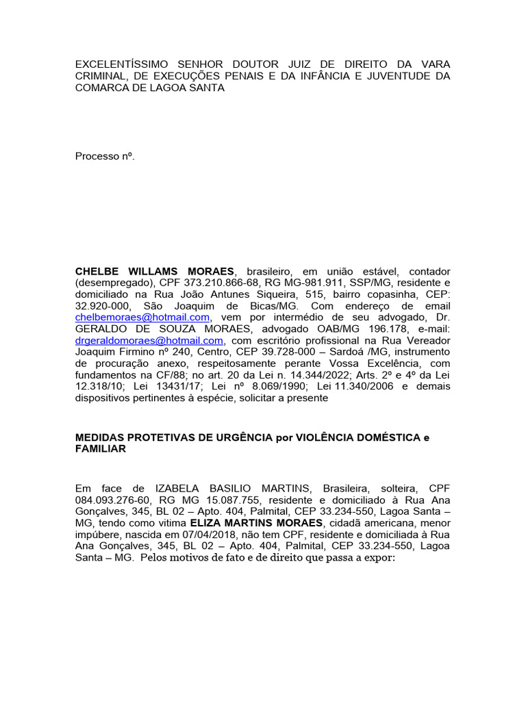 Petição Medida Protetiva MODELO BASE | PDF | Família | Violência