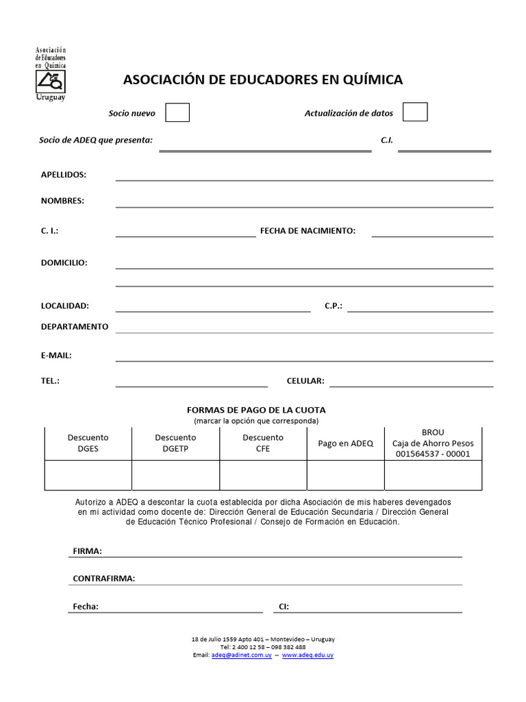 ADEQ - Ficha - Campaña de Socios 2023-2024 | PDF