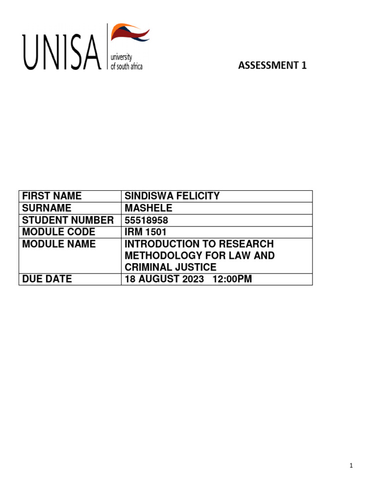 Irm1501 Assignment 1 | PDF | Quantitative Research | Qualitative Research