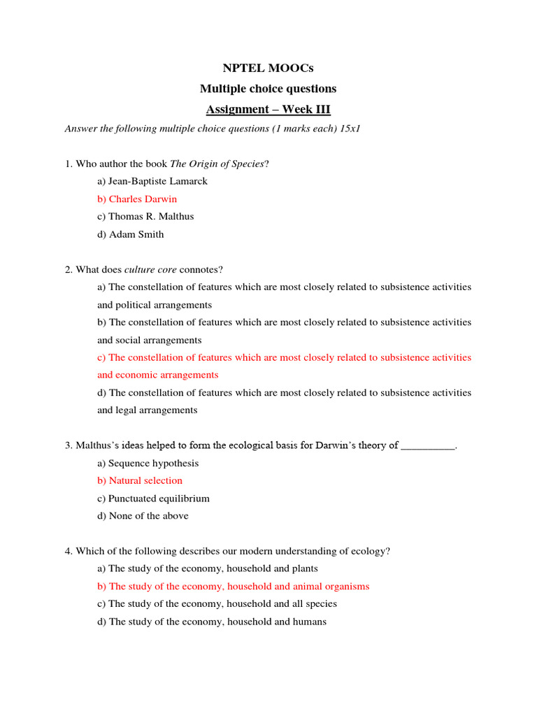 Week3 Assignment Solution | PDF | Ecology | Anthropology Week3 Assignment Solution | PDF | Ecology | Anthropology