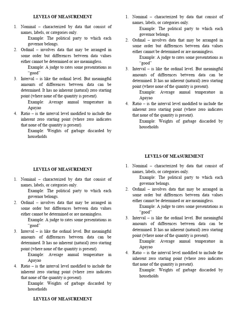 Levels of Measurement | PDF | Level Of Measurement | Metrology