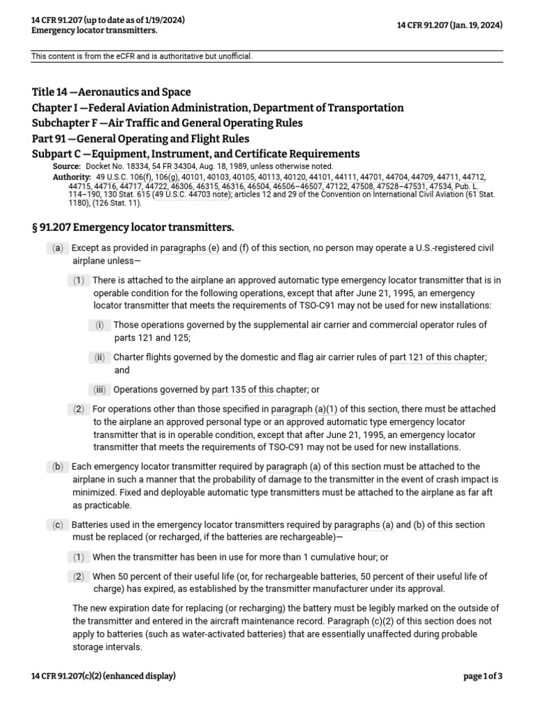 ELT Inspection and Battery Requirements | PDF | Rechargeable Battery ...