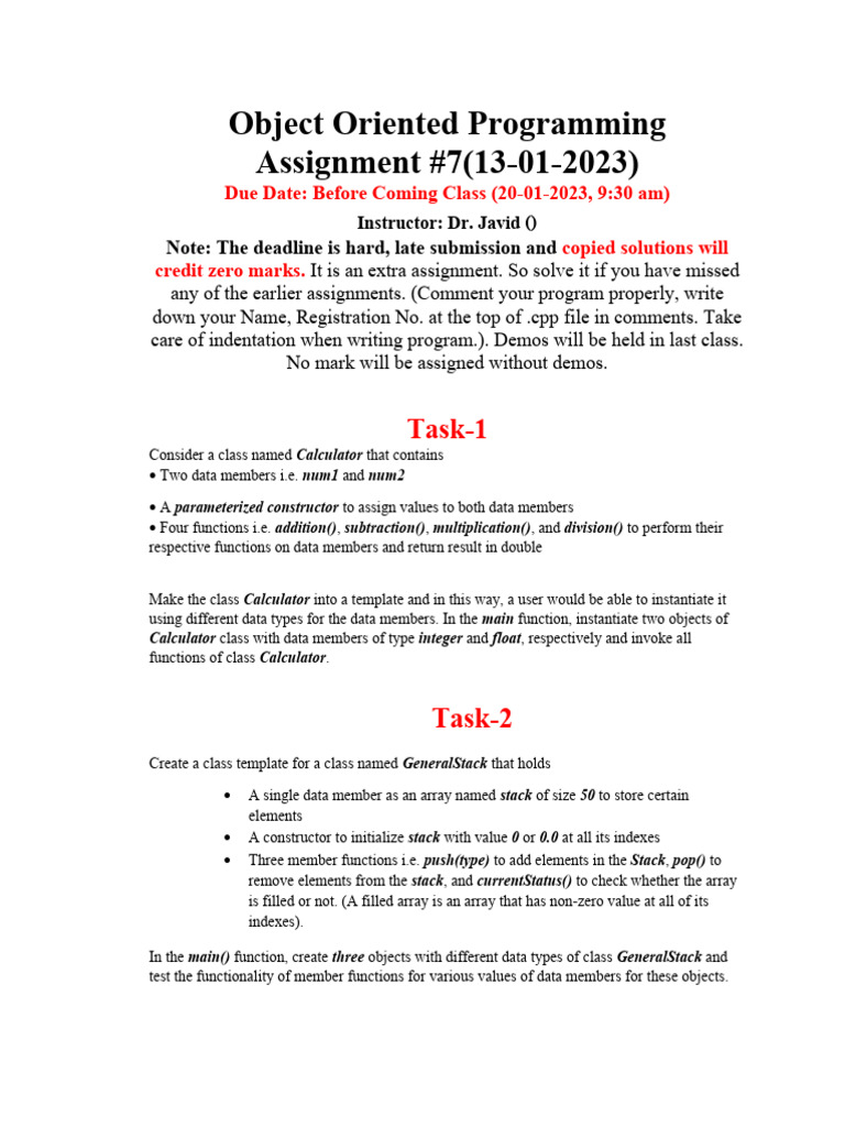 Assignment No.7 (Templates) | PDF | Parameter (Computer Programming ...
