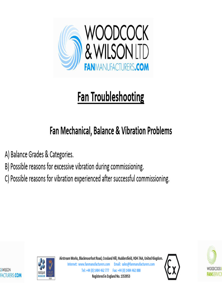 Fan Trouble Shooting Balance - Vibration | PDF | Equipment | Mechanical ...
