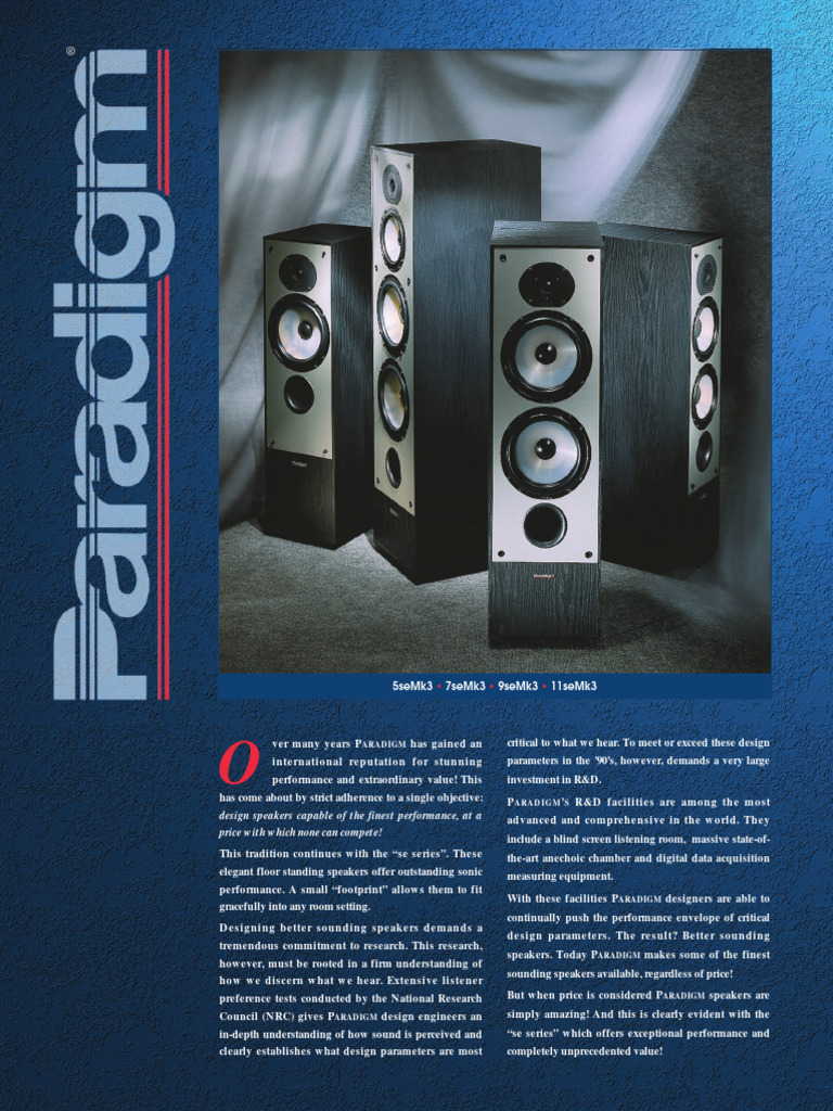 Paradigm Speakers Specs | PDF | Loudspeaker | Sound Technology