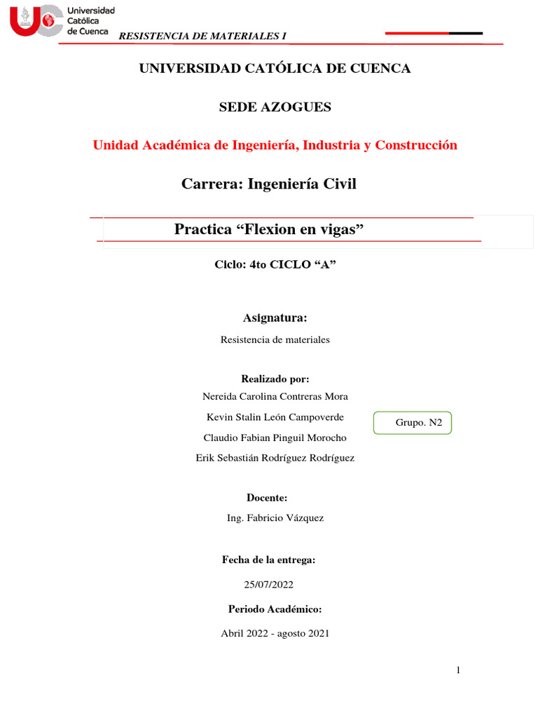 Practica 2 - Flexion en Vigas | PDF | Doblar | Viga (Estructura)