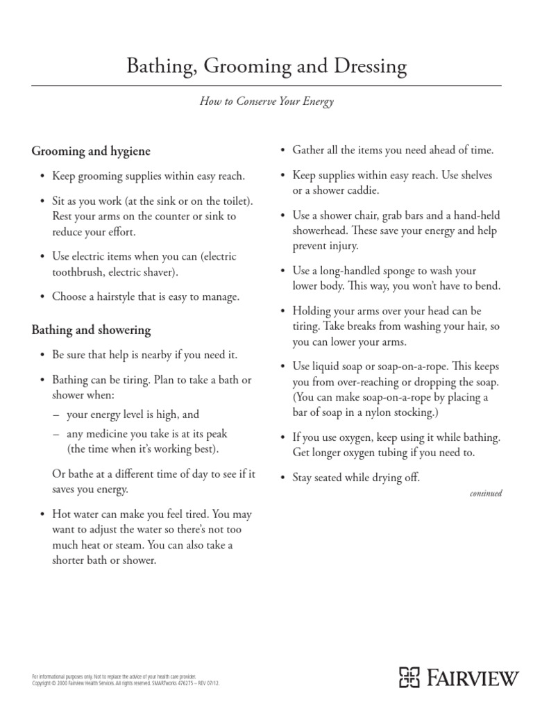 Lower Body Dressing and Energy Conservation | PDF | Shower