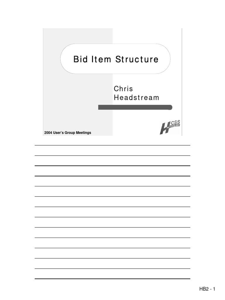 HB 2 - Bid Item Structure | PDF | Computing