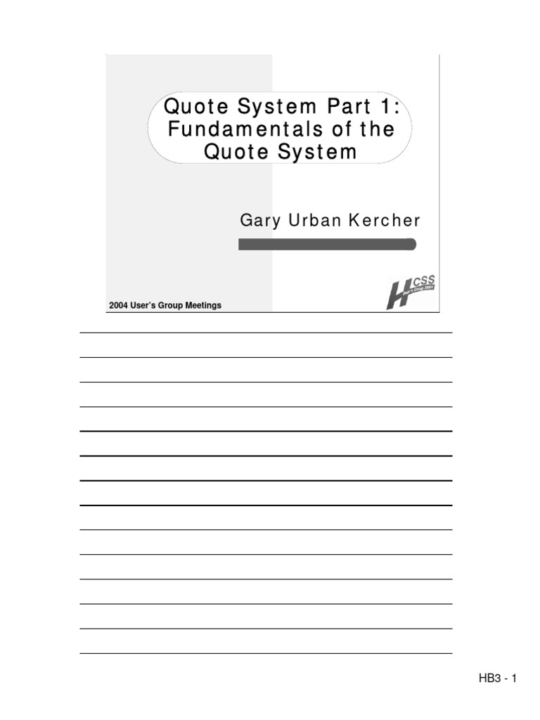 HB 3 - Fundamentals of The Quote System | PDF | Software | Computing