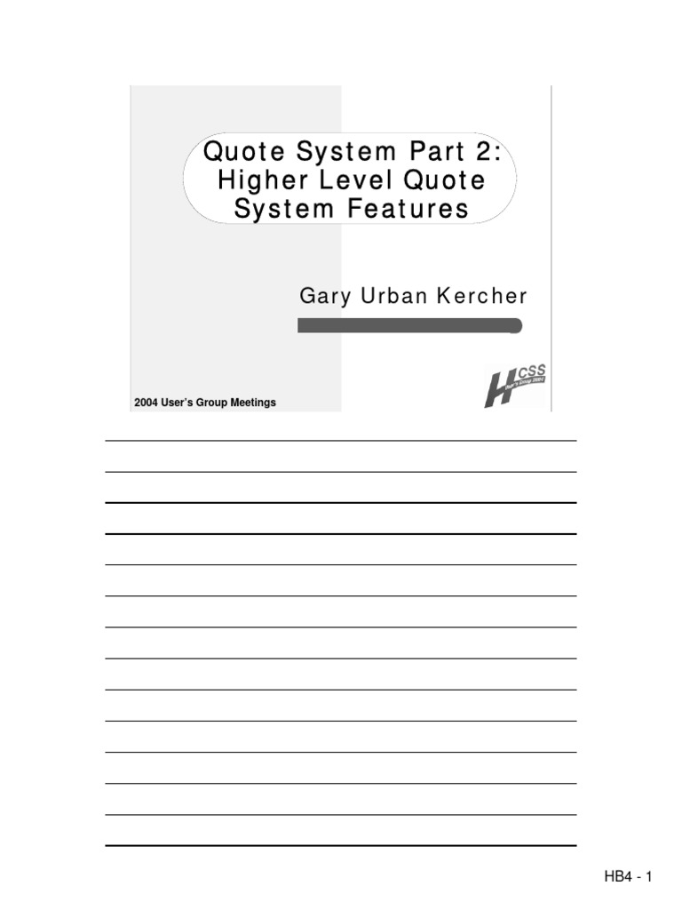 HB 4 - Higher Level Quote System | PDF | Databases | Information ...