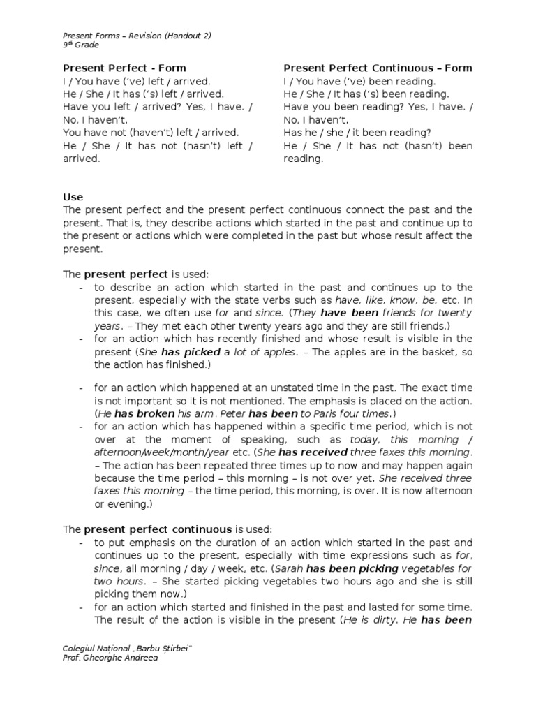 Present Perfect Tense Guide | PDF | Wellness