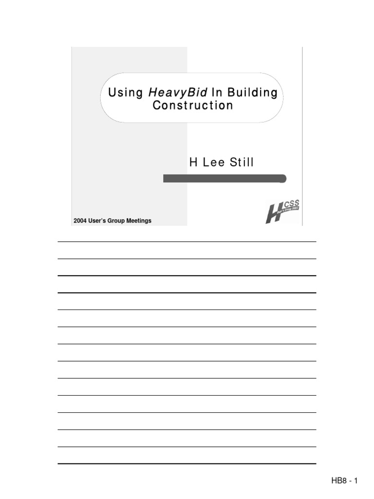 HB 8 - Using HeavyBid in Building Construction | PDF | Computer ...