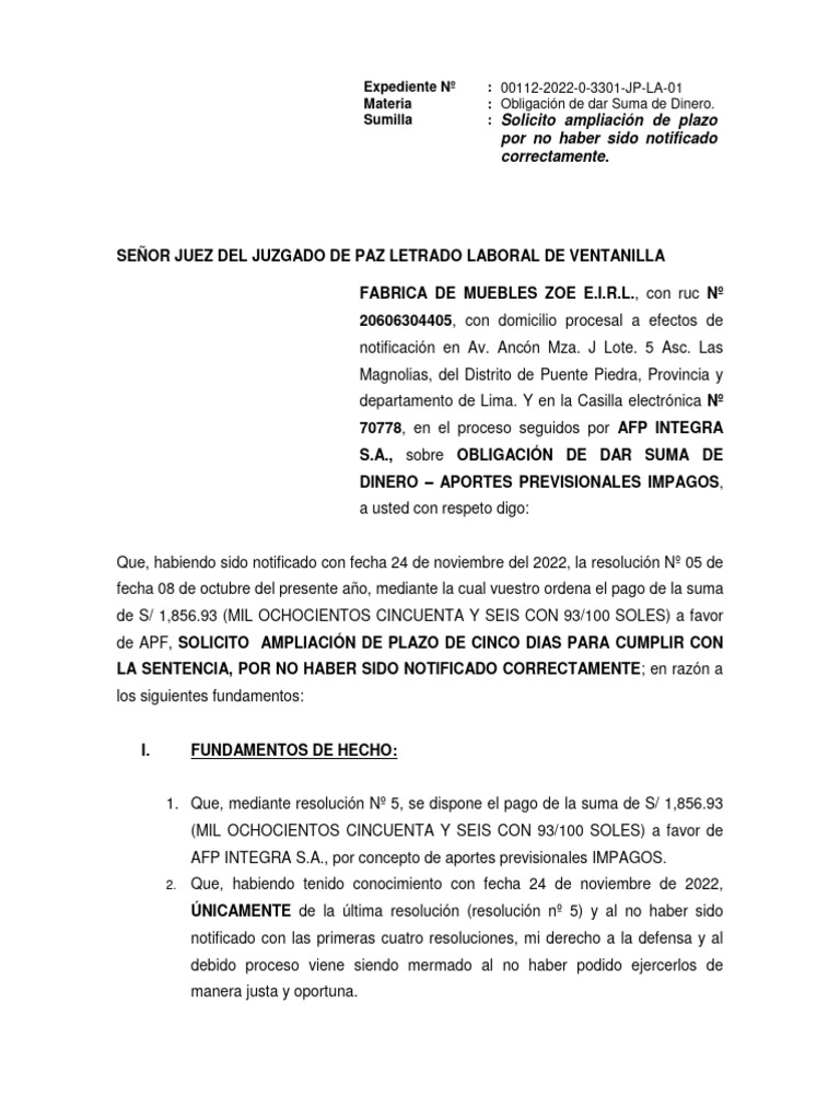 Ampl. Plazo Dda. | PDF | Ley Pública | Judicaturas