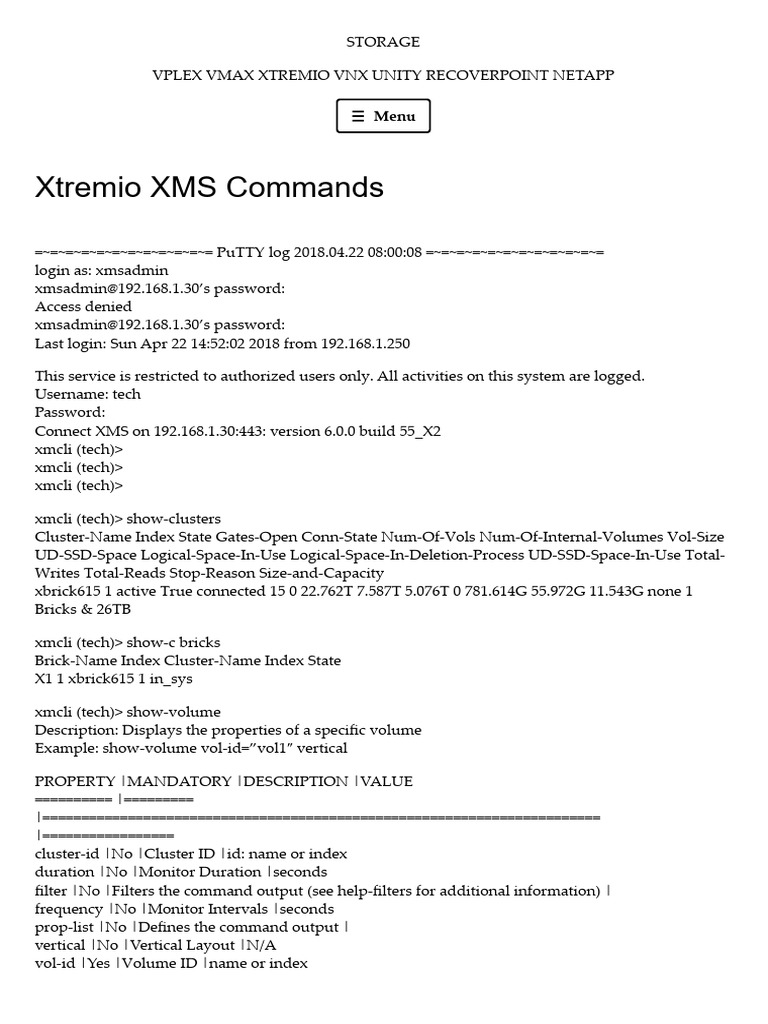 Xtremio XMS Commands - STORAGE | Download Free PDF | Computer Architecture | Computer Science