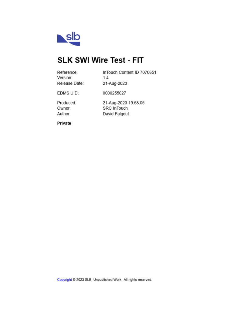 SLK SWI Wire Test - FIT - 7070651 - 01 | PDF | All Rights Reserved ...