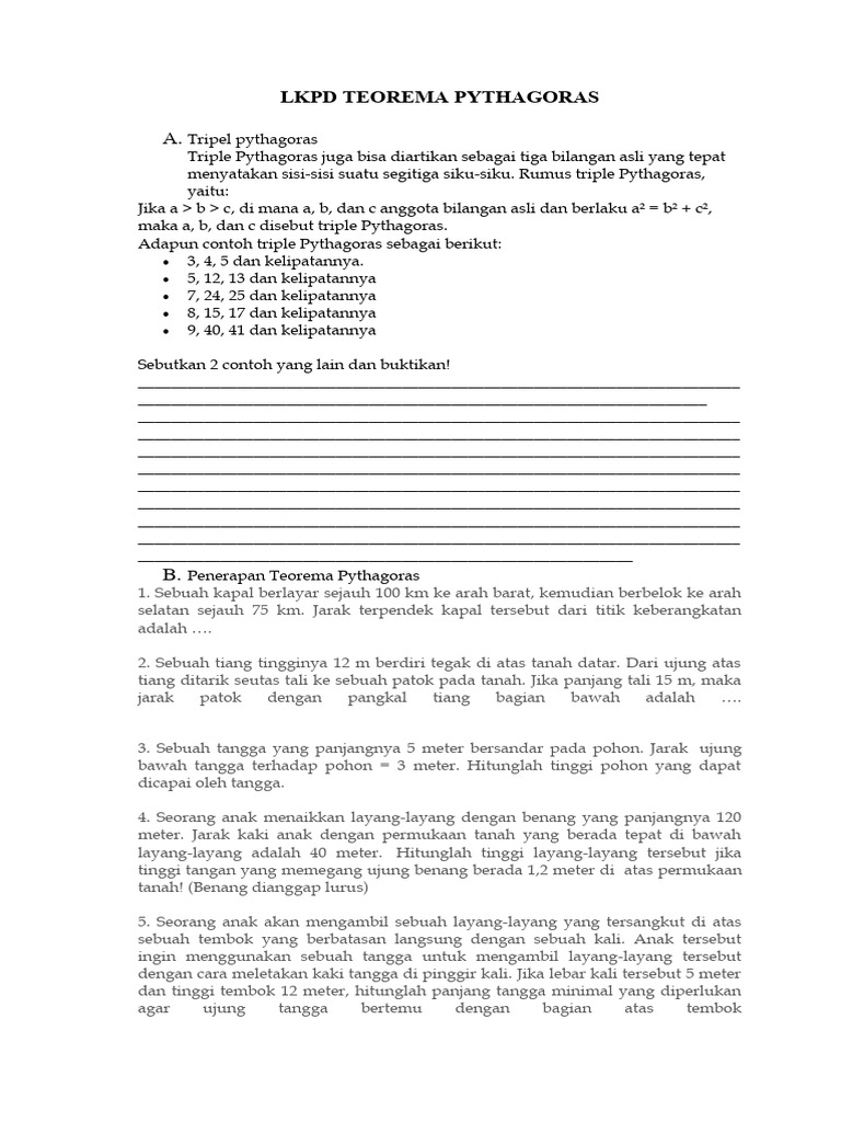 LKPD Teorema Pythagoras | PDF