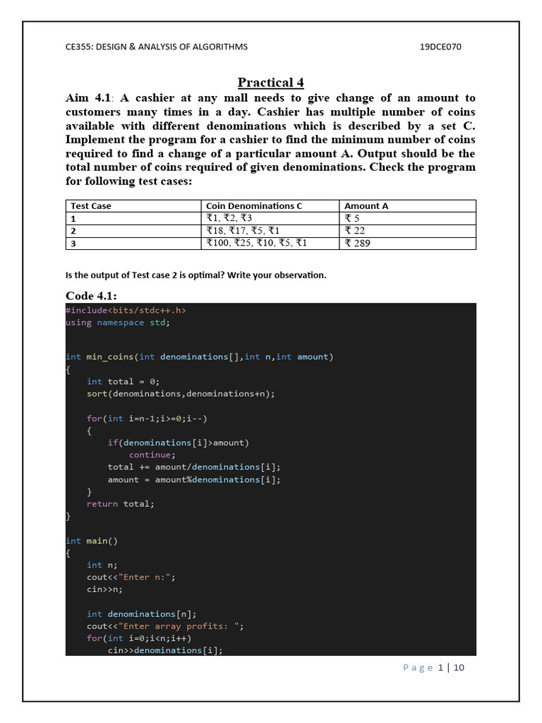 119DCE070 - DAA - Practical 4-6 | Download Free PDF | Combinatorics | Graph Theory