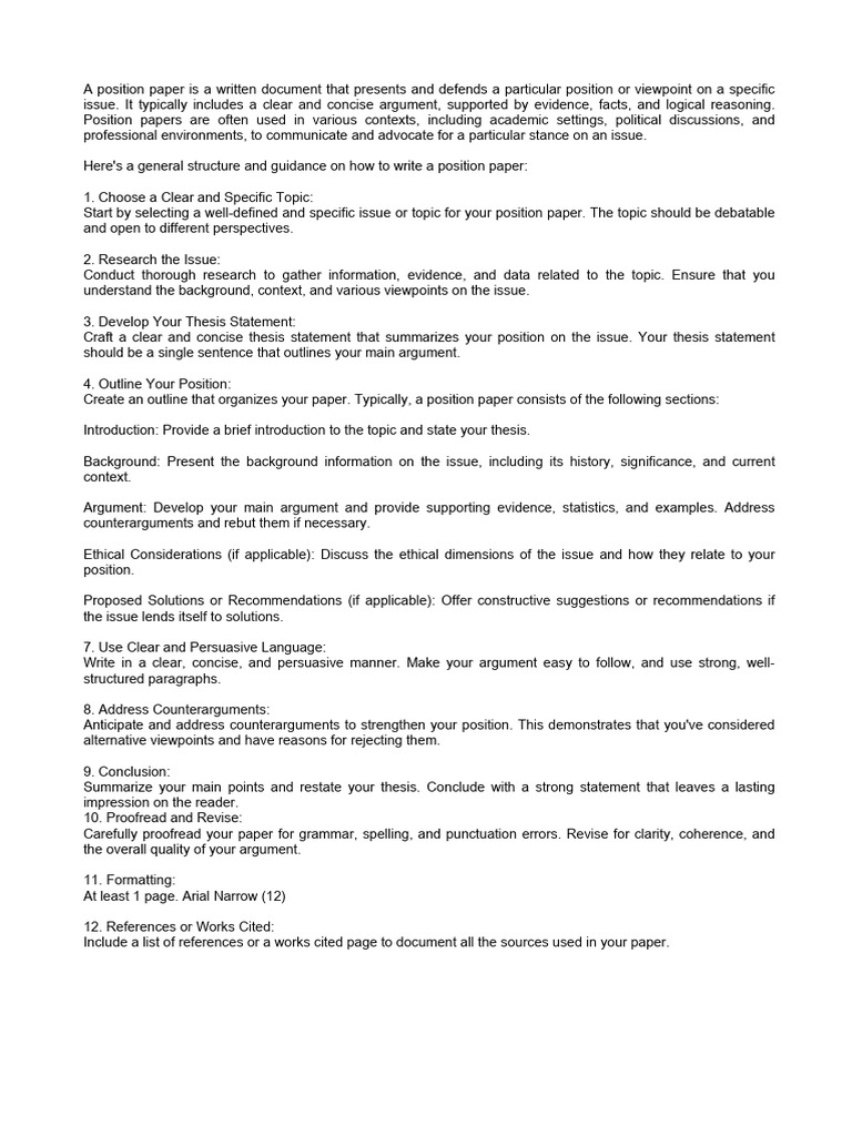 POSITION-PAPER | PDF | Argument | Thesis