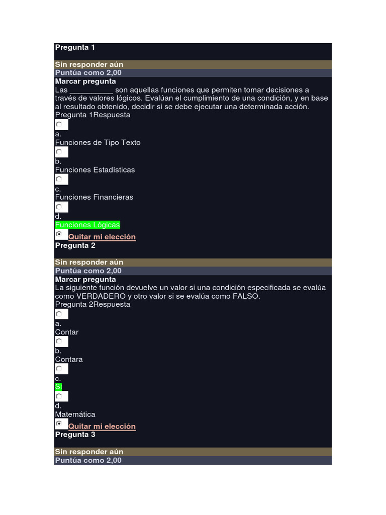Cuestionario 4 Practica Excel Intermedio 2024 | PDF | Función (Matemáticas) | Matemáticas