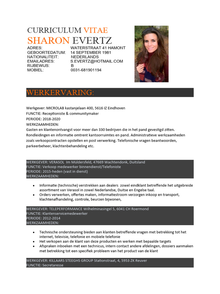 Curriculum Vitae Sharon | PDF