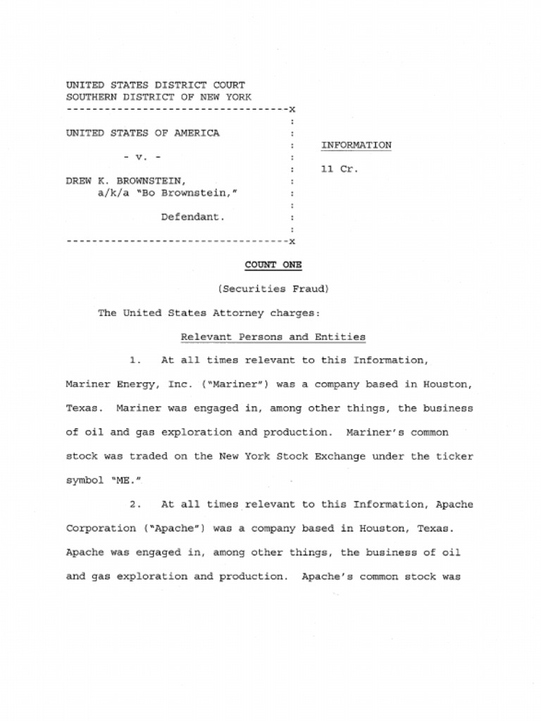 Criminal Complaint Against Drew K. Bo Brownstein | PDF