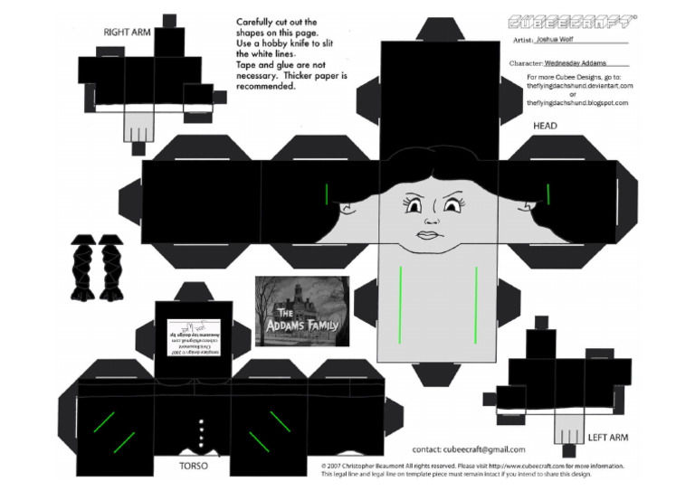 Wednesday Addams Paper Toy Paper Craft | PDF