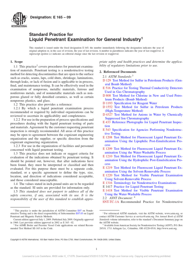 Liquid Penetrant Examination For General Industry | PDF | Chemistry | Industrial Processes