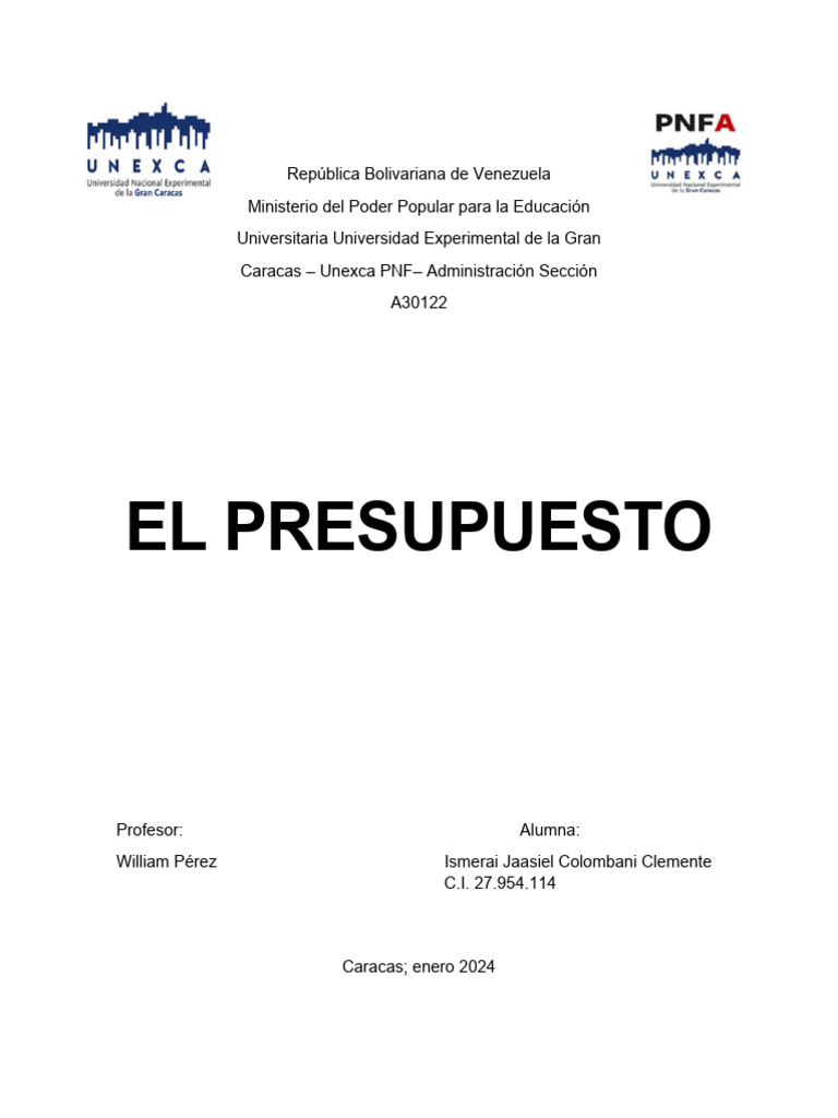 El Presupuesto | PDF | Presupuesto | Business