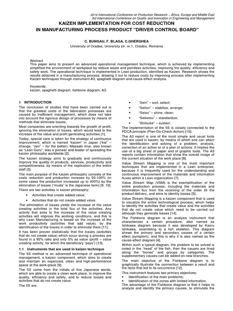 Kaizen Implementation For Cost Reduction in Manufacturing Process Product "Driver Control Board ...