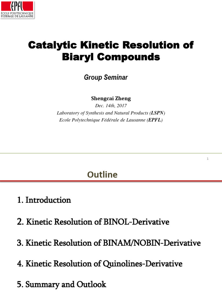 Catalytic Kinetic Resolution | PDF | Physical Sciences | Chemistry