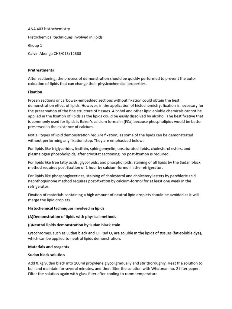 ANA 403 Histochemistry Group1 | PDF